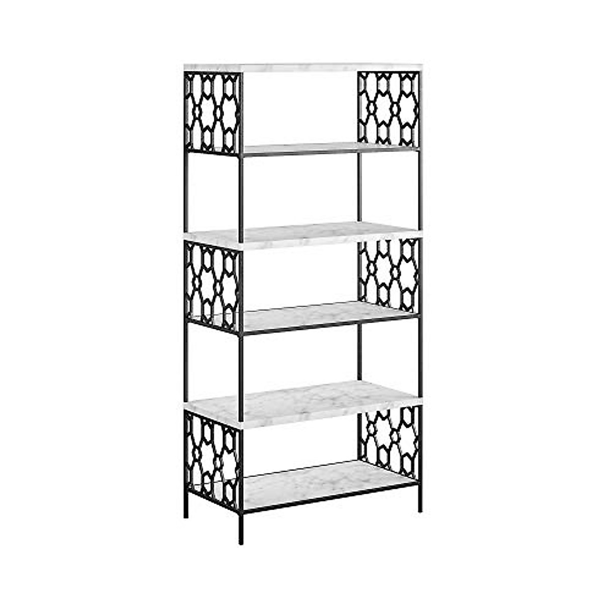CosmoLiving by Cosmopolitan Ella 5 Shelf, White Marble/Black Bookcase