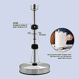 BAOREYTEK Paper Towel Holder Stand, Stainless Steel Paper Roll Holder Countertop, Free Standing Kitchen Paper Holder with Weighted Base for Kitchen