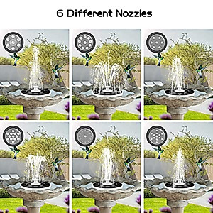 Postlucky Solar Fountain Bird Bath Fountain Pump LED Lights Multicolor with 6 Nozzles Floating Solar Powered Water Fountain IP66 Waterproof Solar Fountain Pump for Garden Swimming Pool Pond Outdoor