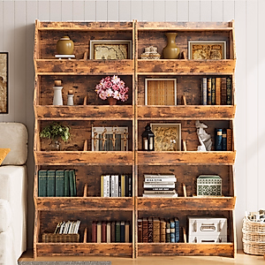 IRONCK Bookcase and Bookshelf 6 Tiers with Storage Shelves, Bookshelf with Open Display Storage Organizer for Living Room, Home Office