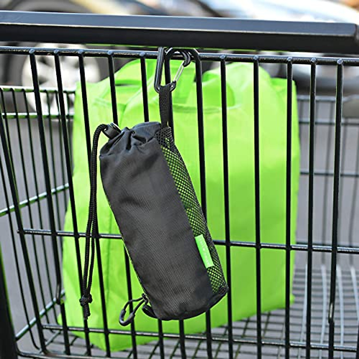 Reusable Grocery Bag - 5 Pack Green Reusable Shopping Bags with Pouch, Compact Travel Shopping Totes, Super Strong Shopping Bags, Foldable & Washable, Lightweight Ripstop Nylon for Groceries and Produce