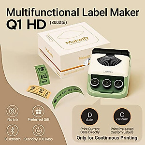 Makeid Label Printer HD(300dpi), Portable Bluetooth Handheld Label Maker Machine with Tape, Multiple Templates Compatible with iOS Android Easy to Use Rechargeable Labeler