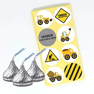 Under Construction Dump Truck Labels for Hershey's Kisses Chocolates by Adore By Nat - Candy Stickers - Set of 240