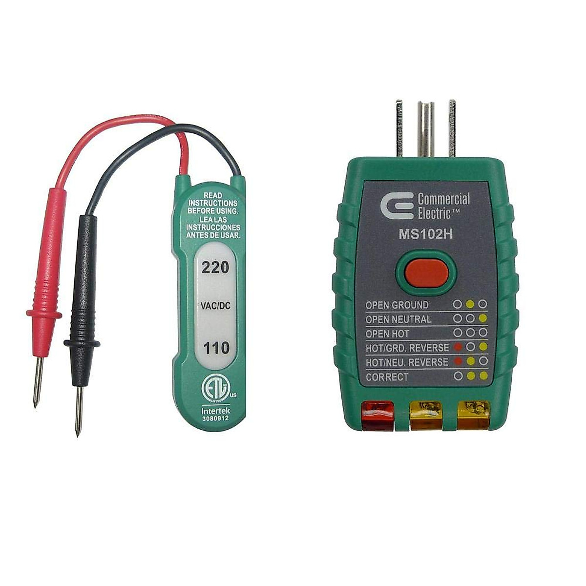 Commercial Electric 110-220V AC/DC Voltage Tester with GFCI Outlet Tester