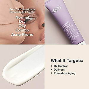 Paula's Choice Extra Care Non Greasy, Oil Free Face & Body Sunscreen SPF 50, UVA & UVB Protection, Water & Sweat Resistant, 5 Ounce