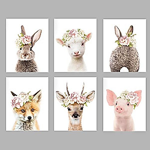 EPHANY Baby Animal Posters and Prints Rabbite Piglet Deer Fox Canvas Painting Nursery Pig Wall Art, Piglet Print Wall Art Nordic Picture Kids Room Decoration YMX013 (12"X16"(30x40cm))