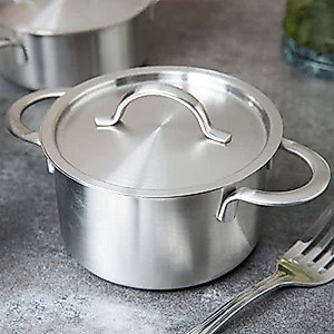 G.E.T. 4-80999 Stainless Steel Stainless Steel Mini Stock Pot with Lid Stainless Steel Specialty Servingware Collection