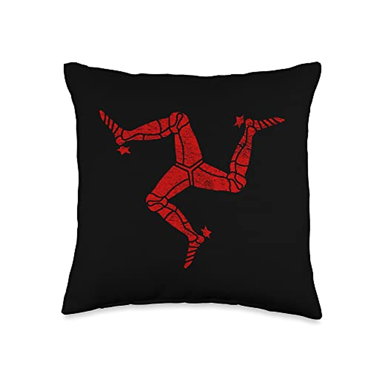 FLAG OF MANN TRISKELION ISLE of Man Flag Mann Coat of ARMS Manx Triskelion RED Throw Pillow, 16x16, Multicolor
