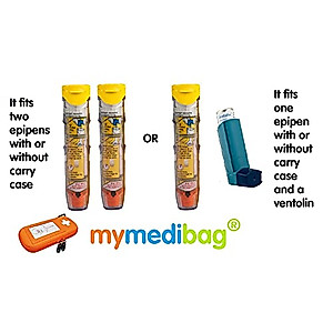 MyMediBag Double Epipen Holder | Hardcase Insulated Epipen Case | Highly Visible and Noticeable EpiPen Carrier Bag in Case of an Emergency | Bright Orange Epipen Carry Case Insulated Pouch