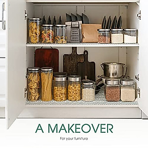 Glotoch Premium Non Slip Shelf Liner, Non Adhesive Drawer Liner, Waterproof Shelf Liners for Kitchen Cabinets, Drawer, Fridge, Wire Shelving, Pantry-12" X240", Heavy Duty, White and Green Herringbone