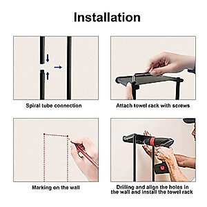 LFJ Towel Rack Wall Mounted for Bathroom,Bathroom Towel Storage, Bathroom Organizer, Wall Towel Rack for Rolled Bath Towels, Hand Towels, Washcloths in Small Bathroom(Black)