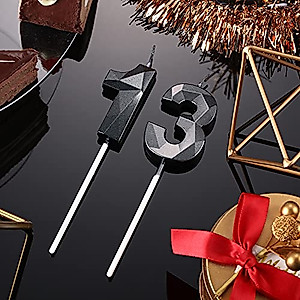 13th Birthday Candles, 3D Diamond Shape Number 13 Candles Happy Birthday Cake Topper Numeral Candles Decoration for Birthday Wedding Party Reunions Theme Party Anniversary Favors (Black)