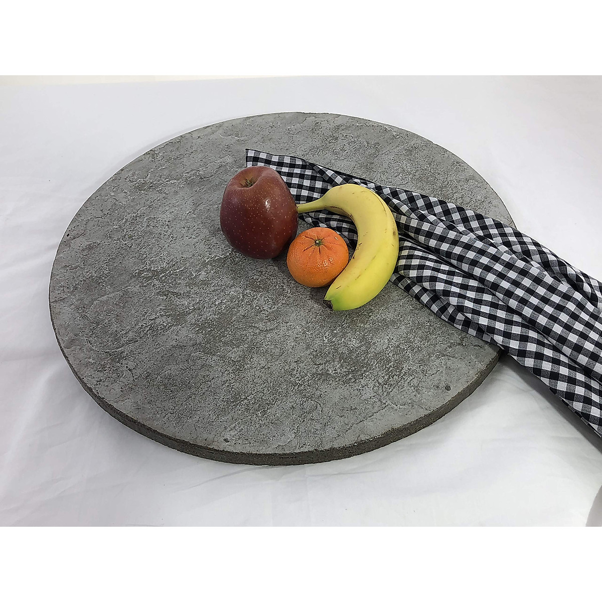 Concrete Lazy Susan Unique Slate Imprint Texture, Hand Crafted, Gray, Turntable, 360 Degree Swivel, Made in USA, 18" Textured Cement Lazy Susan, Home Decor by Concrete Resurrection