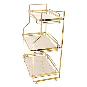 Bathroom Standing Rack, Easy to Bathroom Storage Shelf Stable White and Gold Wall Mounted for Bedroom(3 Tier)
