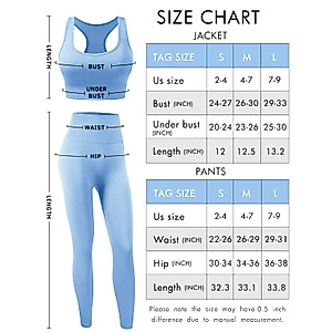 NOVA ACTIVE Workout Sets for Women 2 Piece High Waisted Seamless Leggings with Padded Stretchy Sports Bra Sets Yoga Outfit Jogging Gym Clothes(N007S-Blue)