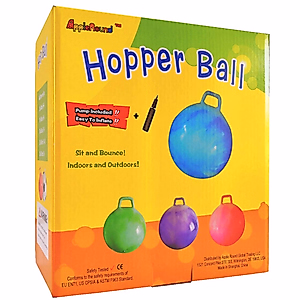 AppleRound Space Hopper Ball with Air Pump: 28in/70cm Diameter for Age 13 and Up, Kangaroo Bouncer, Hippity Hoppity Hop Ball for Teens Youths and Adults, Bouncy Ball with Handle, Cloud Colors (Blue)