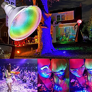 CGELAP 2 Pack,PAR38 RGBW LED Bulbs,30WRGB+Warm+Cool White(2700K-6500K), LED Flood Light,Indoor/Outdoor,IR Remote Control, Timing,Waterproof Lawn Lamp for Home Courtyard Christmas Party Decoration