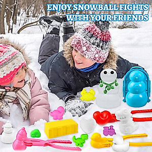 JMUQ 50pcs Snowball Maker Snow Toys for Outdoor Winter Fun Includes Heart Shaped Rabbit and Duck Snowball Makers,Gnome and Dinosaur Snow Molds and a Snowman Decorating Kit for Toddlers and Adults