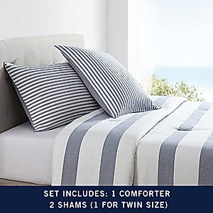Nautica - Queen Comforter Set, Cotton Reversible Bedding with Matching Shams, Mediterranean Inspired Home Decor for All Seasons (Fairwater Blue, Queen)