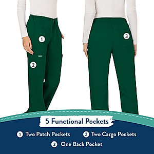 WW Revolution by Cherokee Women's Mid Rise Moderate Flare Drawstring Pant Tall, Hunter Green, X-Small Tall