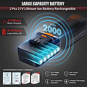 KOMOK Electric Pruning Shears, Professional Cordless Electric Pruner Battery Operated Tree Branch Cutter with 2 Rechargeable 2Ah Lithium Batteries, 1.26 inch (32mm) Cutting Diameter 8-10 Working Hours
