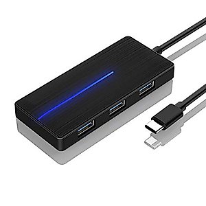 KOOTION 5-in-1 USB-C Hub with SD Card Reader USB C to USB 3.0 Hub, Ultra-Slim Type-C Hub USB 3.0 Adapter for SD Card/Micro SD Card with LED Light, 3 x USB 3.0 Port, Card Reader
