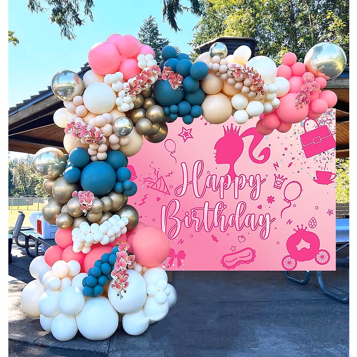 Pink Diamond Sequins Princess Happy Birthday Backdrop Girl Birthday Ball Party Banner Decoration Background Pink Room Birthday Party Photography (5x3FT(150x90cm))