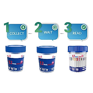 13 Panel Drug Test Kit, Screens for 13 Drugs: AMP, OPI, MET, BZO, COC, MTD, OXY, BUP, MDMA, THC, BAR, TCA, Fen, Buil-in Temperature Strip, Easy-Read (25)