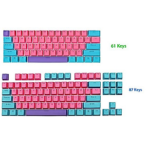 61 PBT Keycaps Tkl 87 Backlit PBT Keycap Set with Puller OEM Profile US Layout for DIY MX Switches 60%/61/87 TKL/104 RGB Mechanical Gaming Keyboard