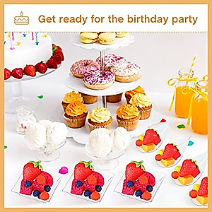 Rozer Mini Appetizer Plates and Tear Drop Spoons for Weddings Party 2.5 x 2.5 Inches 4 x 2 x 0.5 Inches Plastic Mini Dessert Plates Disposable Appetizer Spoons (200 Pieces)