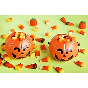 Joy Bang Halloween Mini Witch Cauldron, 16 Pcs Small Orange Pumpkin Bucket, Black Plastic Witch Pots Portable Candy Holder, Halloween Kettle Hanging Bucket Trick or Treat Party Favors Gifts for Kids