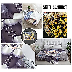 Naked Waifu Throw Blanket Sexy Anime Boobs Hentai Oppai Blanket Air Conditioner Blanket for Couch Fuzzy Warm Soft Luxury Faux Fur Blankets and Throws for Bed Sofa