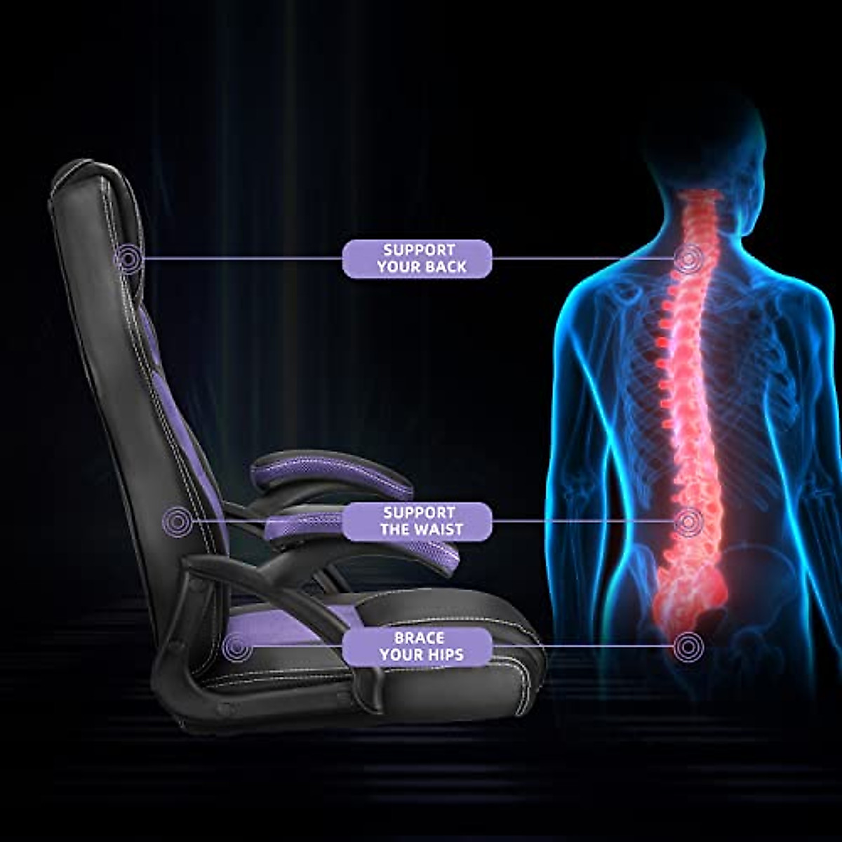 DualThunder Gaming Chairs, Home Office Desk Chairs Clearance, Comfortable Cheap Gaming Office Chairs, Computer Chairs Video Game Chairs, Gaming Chairs for Teens Gamer, Swivel Rolling Chairs, Purple