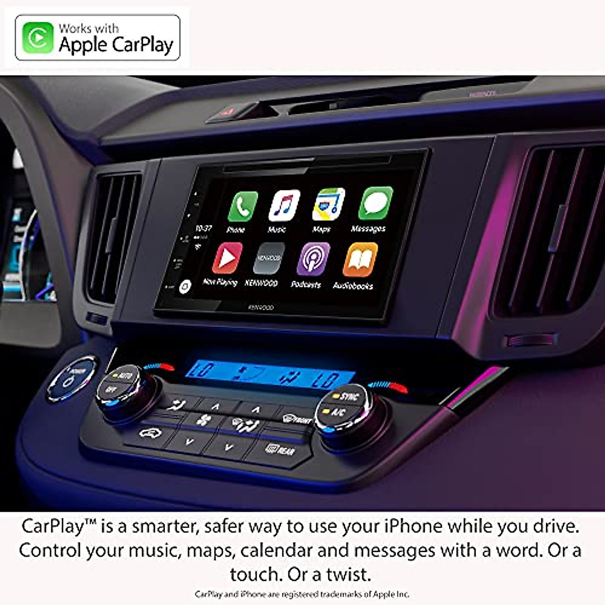 KENWOOD DDX5707S Double Din DVD Car Stereo with Apple Carplay and Android Auto, 6.8 Inch Touchscreen, Bluetooth, Backup Camera Input, Subwoofer Out, USB Port, A/V Input, FM/AM Car Radio