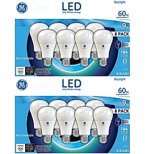 GE 60W Replacement Daylight LED 8 Pack (16 Pack, Daylight)