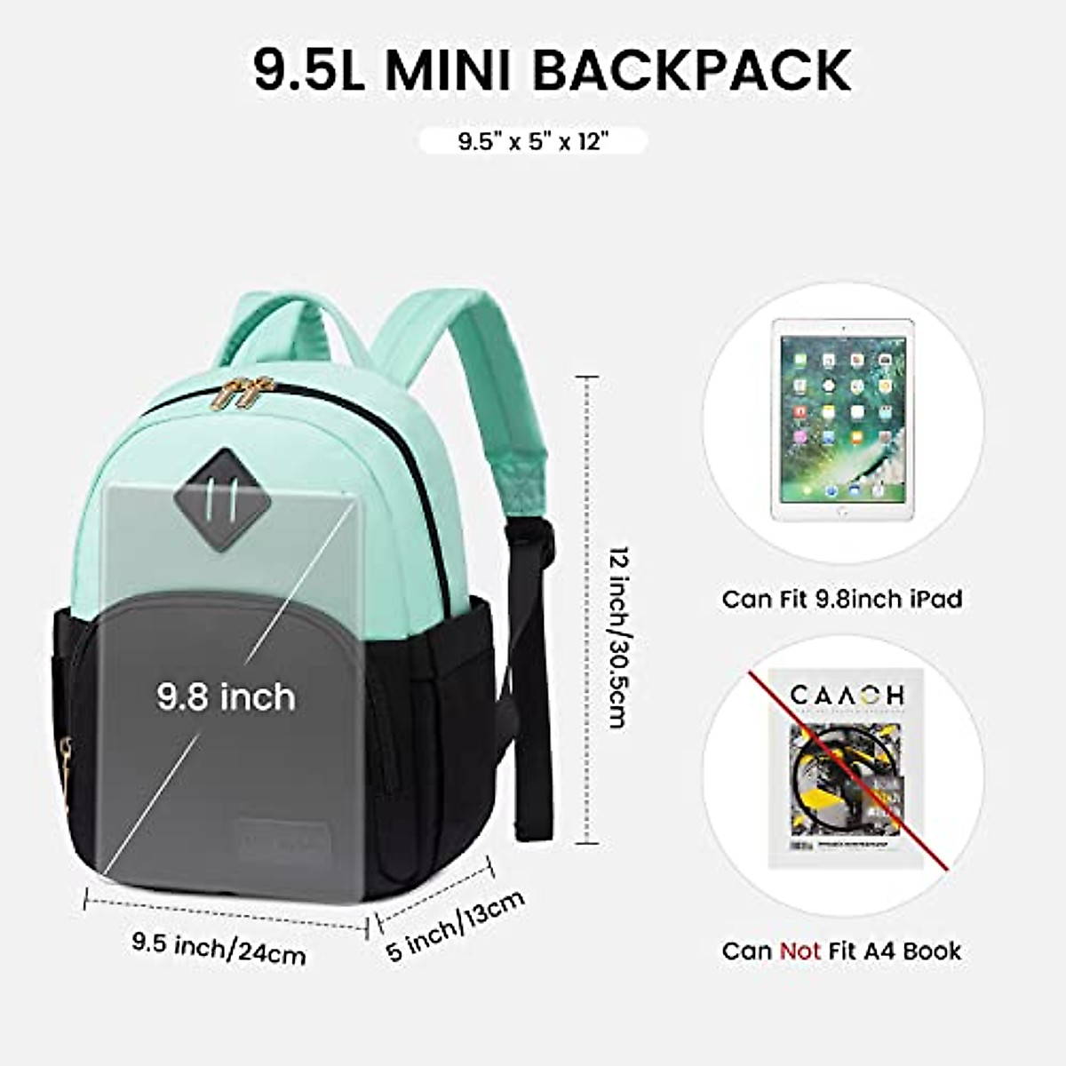 LOVEVOOK Mini Backpack Purse for Women, Small Fashion Backpack, Lightweight Cute Daypack for Travel Dating Black-Cyan Blue