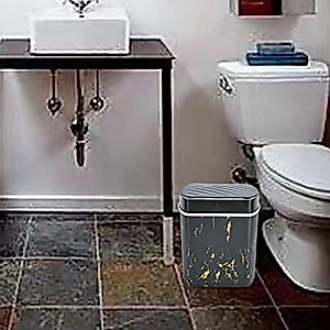 Weniii Trash Can Touchless Motion Sensor Garbage Touch Free Automatic Kitchen with Lid for Bathroom Office Smart Home Electric Cans Plastic Black Stamping Pattern Look Bin 3.5Gallon