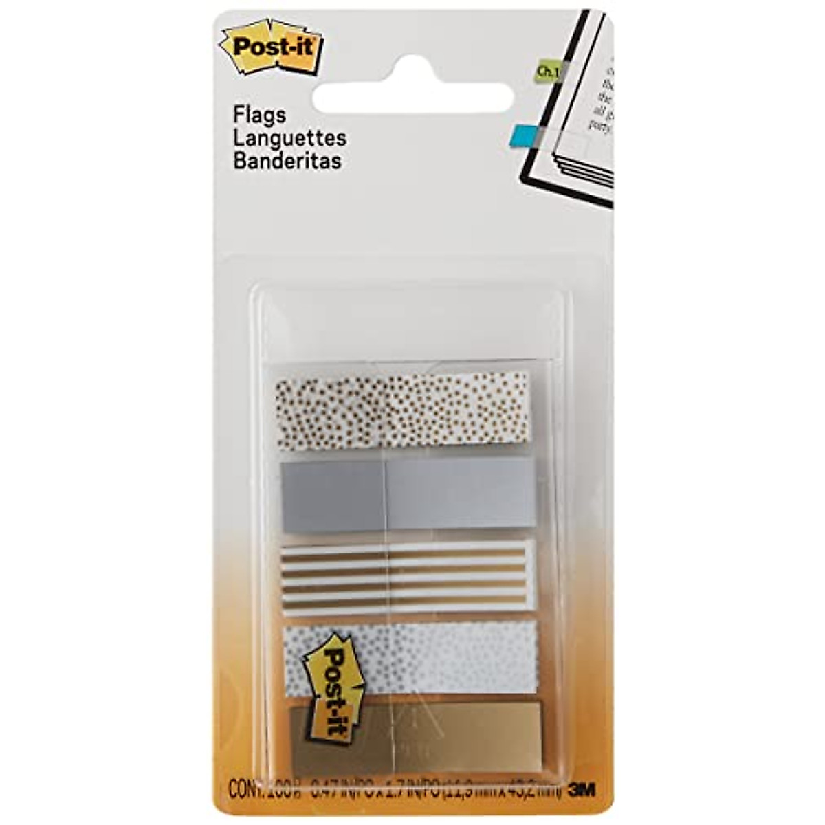 Post-it Flags, 100 Count, .47 in Wide, Assorted Metallic Designs (684-METAL)