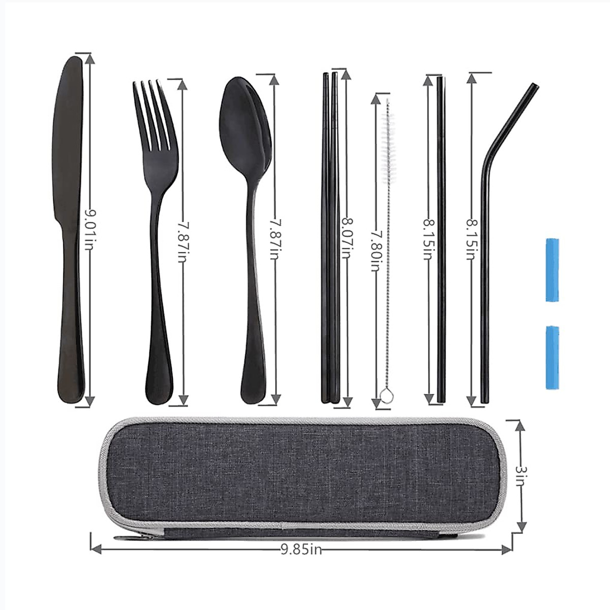 Stainless Steel Flatware Set,Travel Equipment Flatware Set 8 Pieces Set,of Portable Silverware Cutlery Set, Includes fork, Knife and Spoon Sets(Rose Gold)