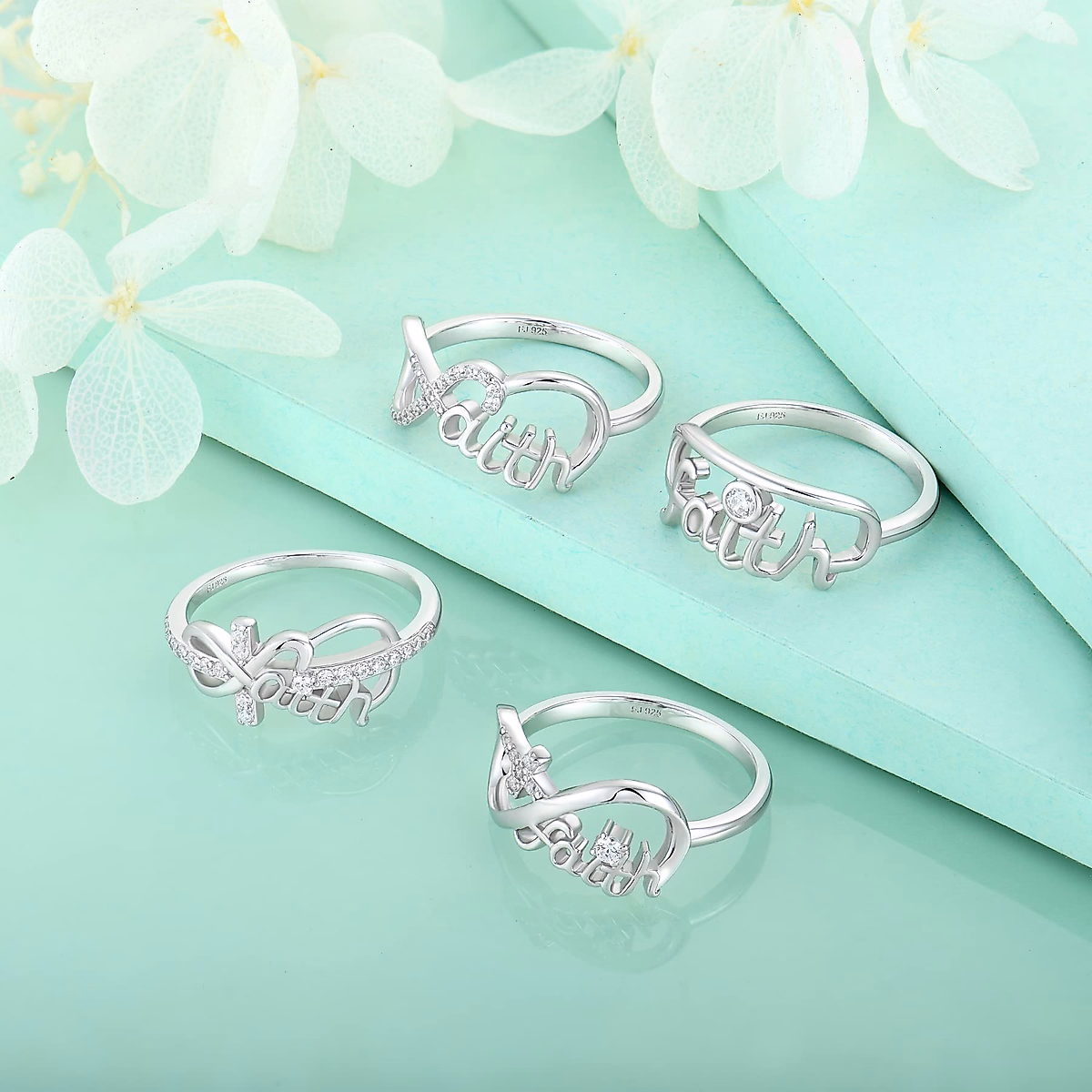 FJ Infinity Cross Ring For Women Sterling Silver Faith Ring Jesus Jewelry (Size 6)