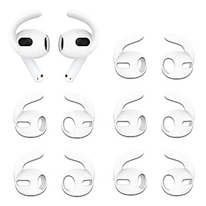 ALXCD Sport Eartips Hook Compatible with AirPods 3 Earbuds 3rd Gen 2021, Anti Slip Anti Lost Silicone Earbuds Covers Ear Hook Tips Earhooks, Compatible with AirPods 3, 5 Pairs, White