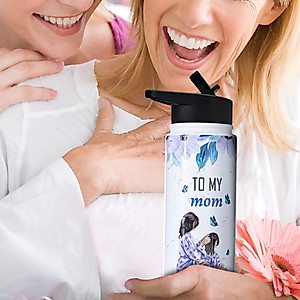 Mom Birthday Gifts from Daughter - 24oz Insulated Stainless Steel Water Bottle - Mother's Day, Christmas, Retirement - BPA-Free With Straws and Brush - Hand Wash Only