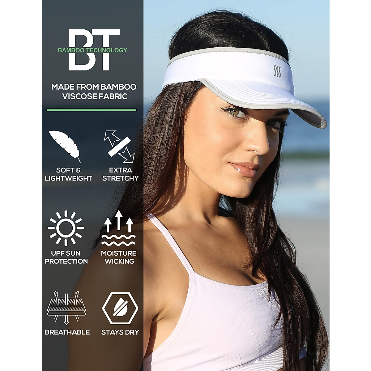 SAAKA Super Absorbent Visor for Women. Premium Packaging. Running, Tennis, Golf & All Sports. Lightweight & Adjustable. White