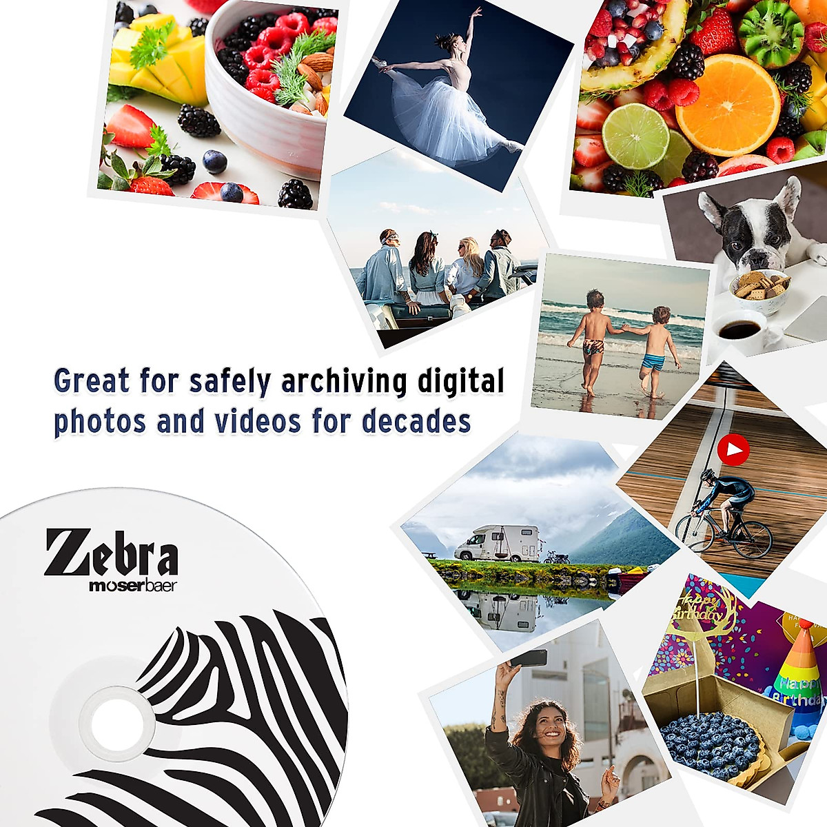 Moserbaer Zebra DVD-R 16X 4.7GB Branded Logo Recordable Media Disc-50 Pack Spindle
