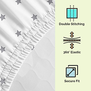 100% Organic Cotton Baby Crib Sheet (2 Pack) - Jersey Knit Soft Fitted Baby Sheet - Washable Crib Mattress Sheets for Baby Toddler Newborn Infant & Kids - Fits Standard Crib Toddler Mattresses