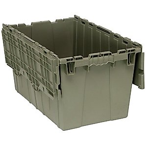 Quantum QDC2515-14 Plastic Storage Container with Attached Flip-Top Lid, 25" x 15" x 14", Gray