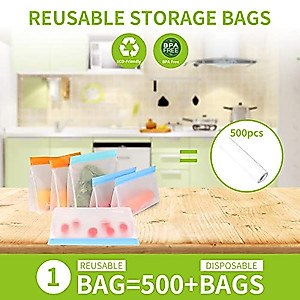 Reusable Food Storage Bags Stand Up, 12 Pack BPA Free Freezer Bags (3 Large Reusable Gallon bags+4 Leak-proof Reusable Sandwich Bags+ 5 Food Grade Reusable Snack Bags Silicone Lunch bags for Marinate Food Fruit Travel Home Organization