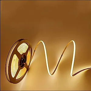 DC12v LED Strip Lighting,5mm width 6.6ft/2m Night Light, 480LEDs/M Uniform Glow COB Bendable Tape Light, Cutting Designed Rope Light, Flexible Counter Light for Bedroom, Cabinet (cold white 6000K)