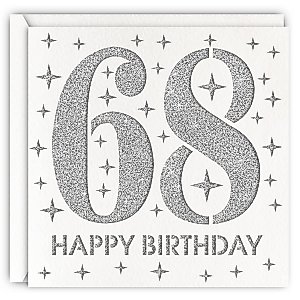 MAGJUCHE Silver 68th Birthday Card, Laser Cut Glitter Woman Man Age 68 Gift For Husband, Wife, Father