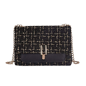 BOLUBILUY Women's Elegant Messenger Bag,Fashion Button Woolen Simple Design Chain Shoulder Bag Messenger Bag Purse Phone